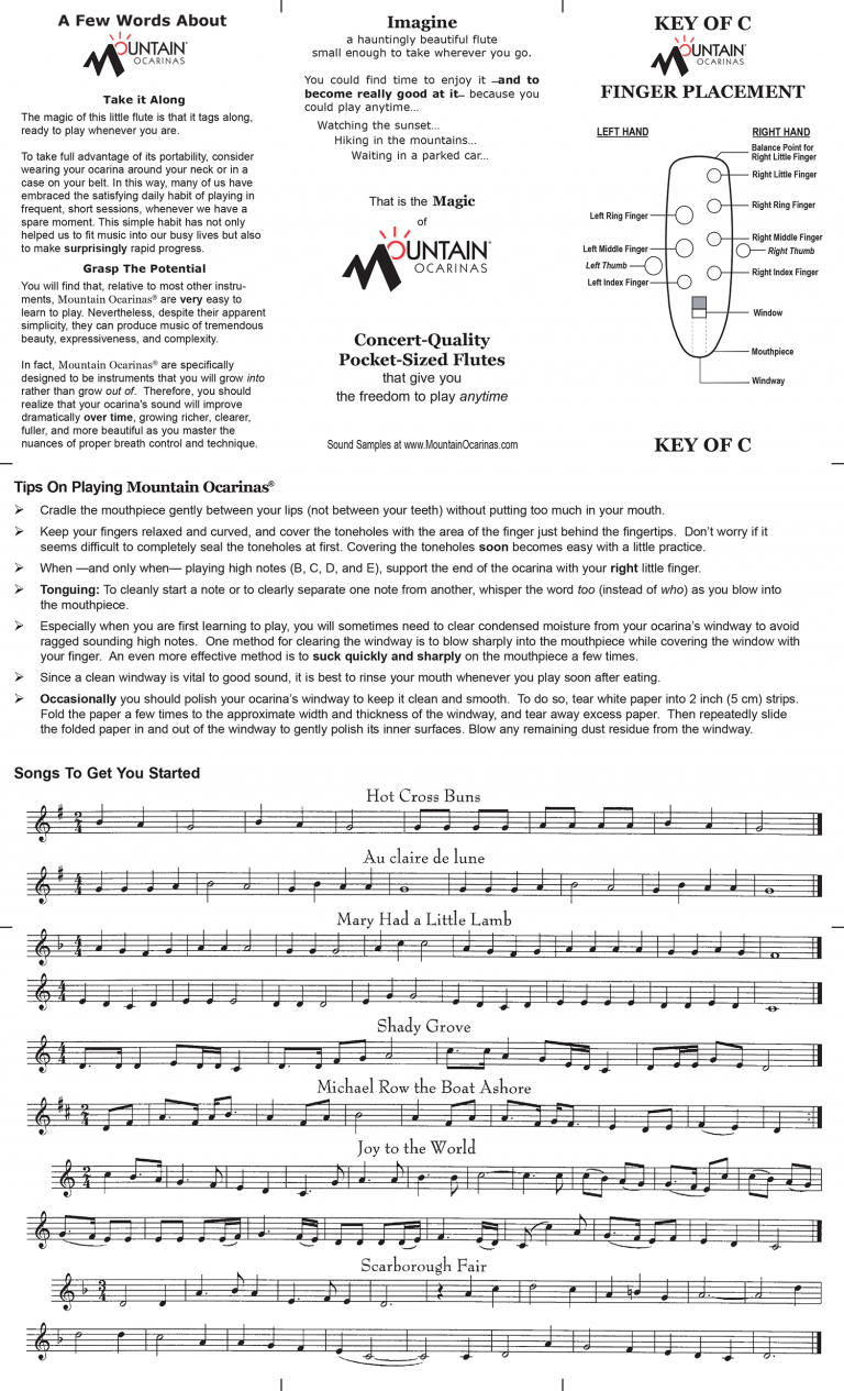 Fingering Charts - Mountain Ocarinas